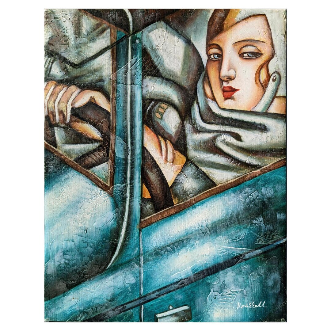 Original Oil Painting by Roussell (after De Lempicka) Art Deco Woman ...