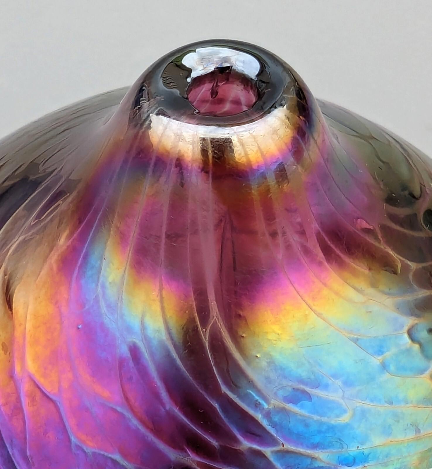 Iridescent Honey Comb Art Glass Vase, Vintage, Hand Blown - Etsy