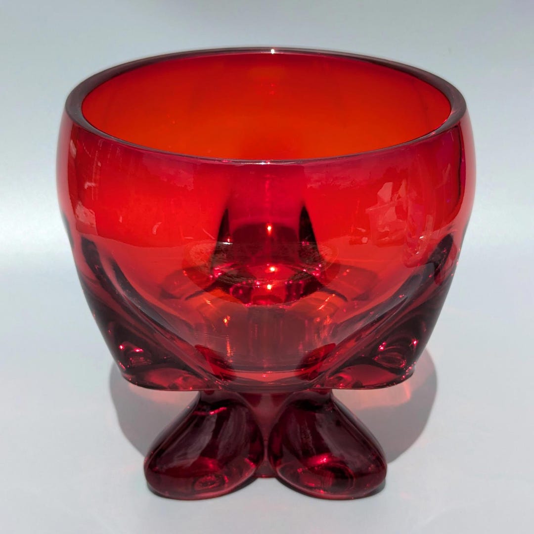 MCM Viking Glass Three Foil Candy Dish ~ Ruby Red ~ Epic ~ Mint ...