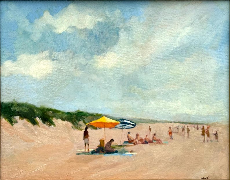 Original Impressionist Painting of a Beach Landscape, Signed & Framed ...