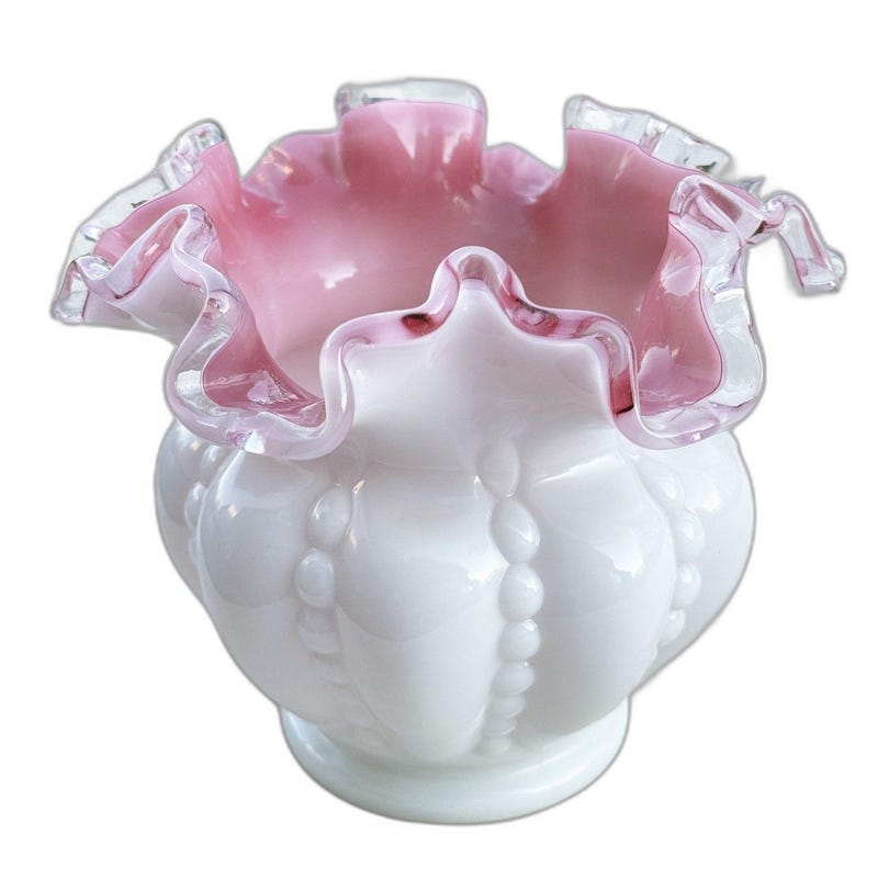 Fenton Rose Melon Vase - Etsy