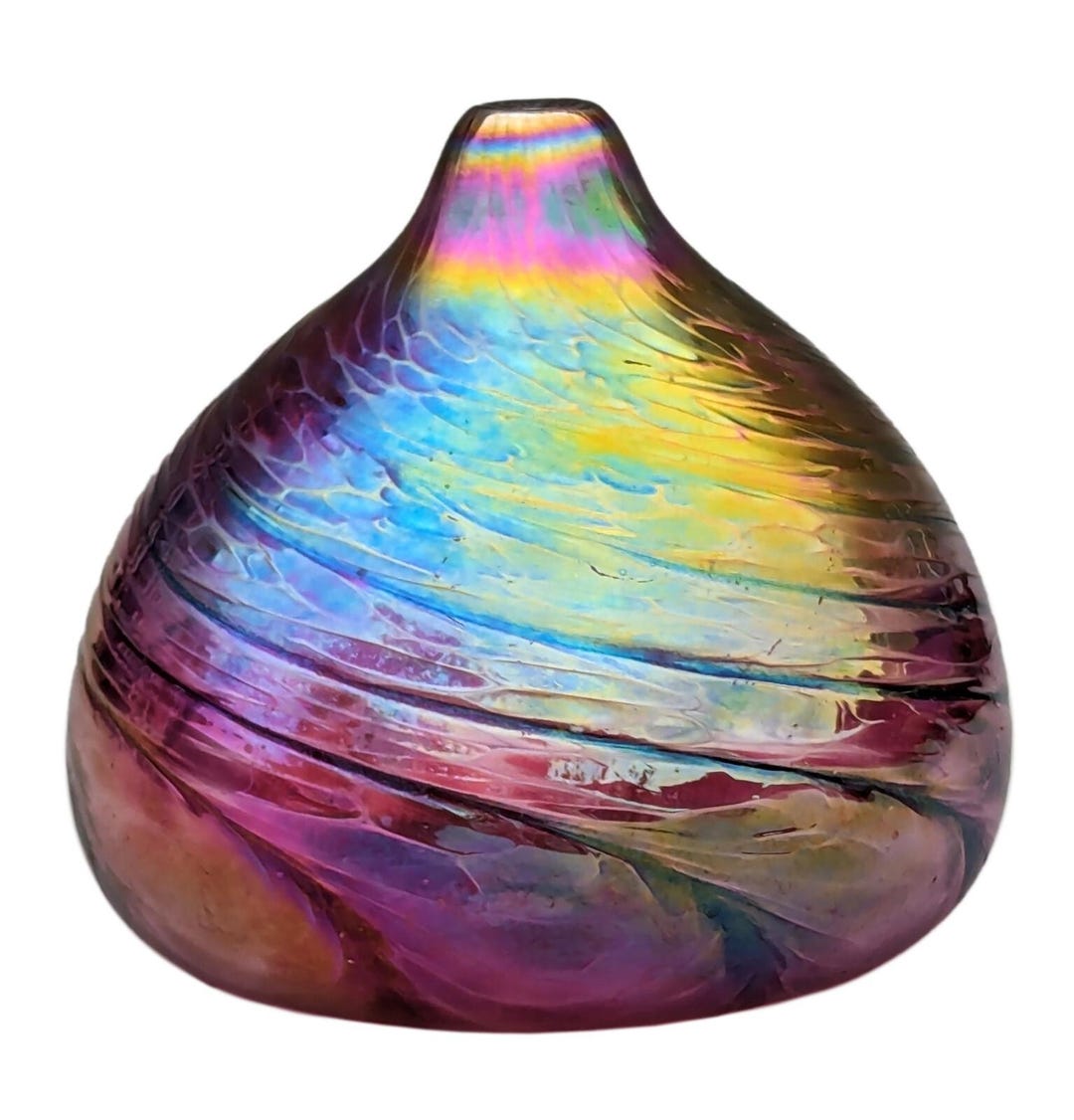 Iridescent Honey Comb Art Glass Vase, Vintage, Hand Blown - Etsy