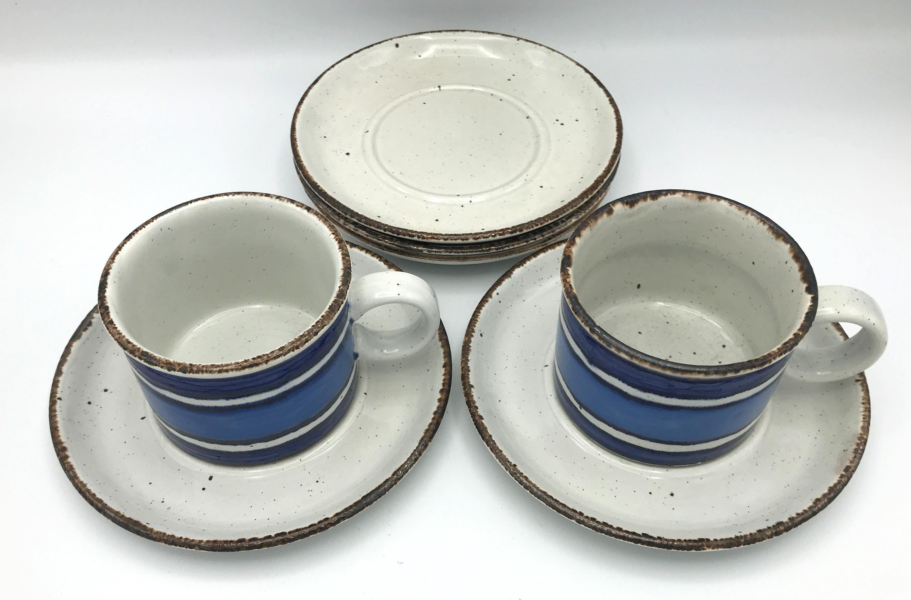 Midwinter Stonehenge Blue Moon Cups and Saucers by Wedgwood England 7 ...