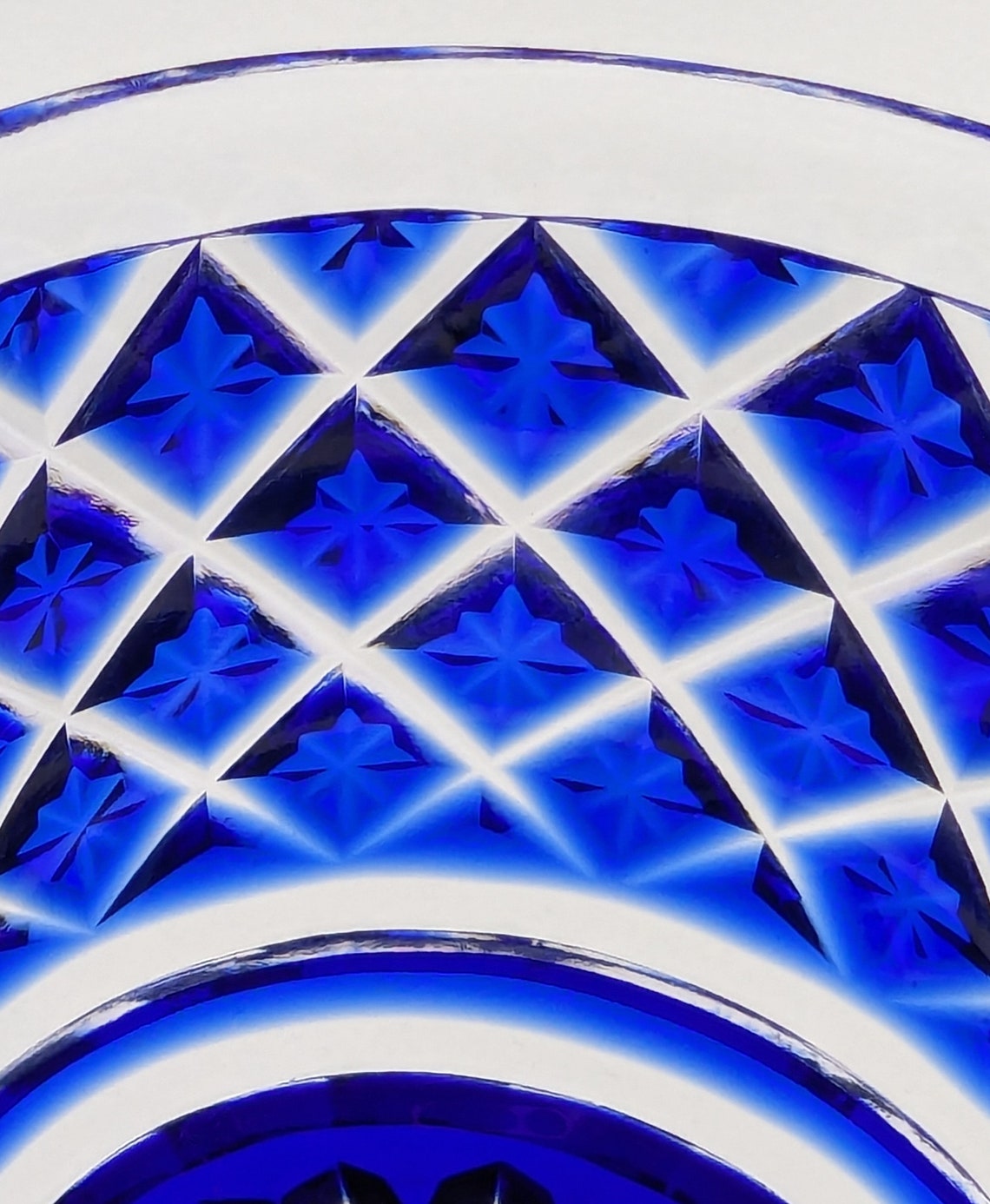 Shimadzu Satsuma Kiriko Sake Cup, Cobalt Blue Cut to Clear Crystal ...