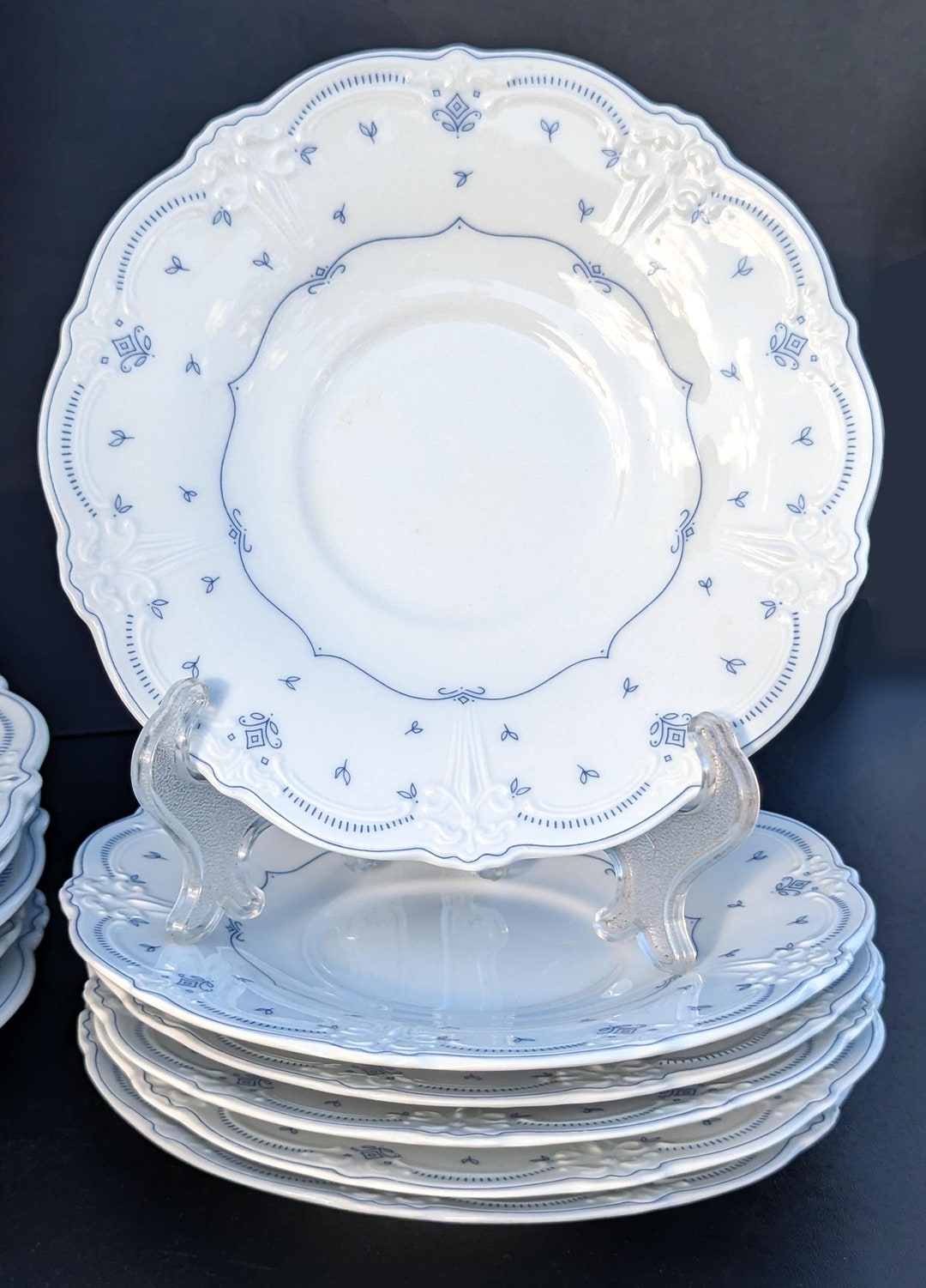 Tirschenreuth "fleur De Lis" Blue Saucers 5 7/8" Baronesse, From ...