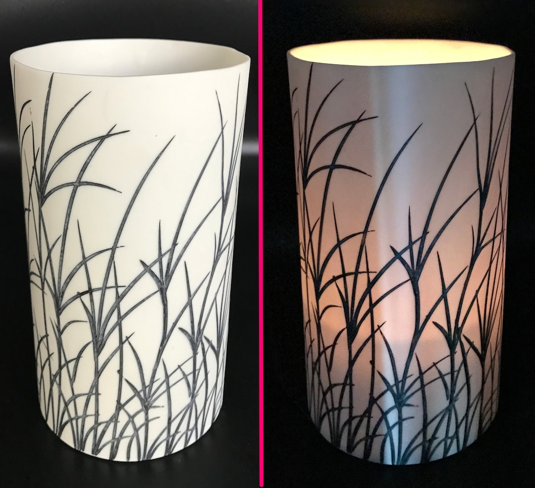 Handmade Porcelain Vase – Incised Grass Motif, Signed Luminary - Etsy