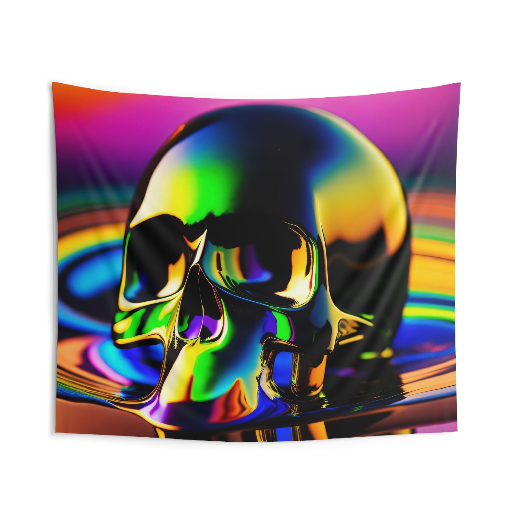 Oil Slick Skull Wall Tapestry - Etsy