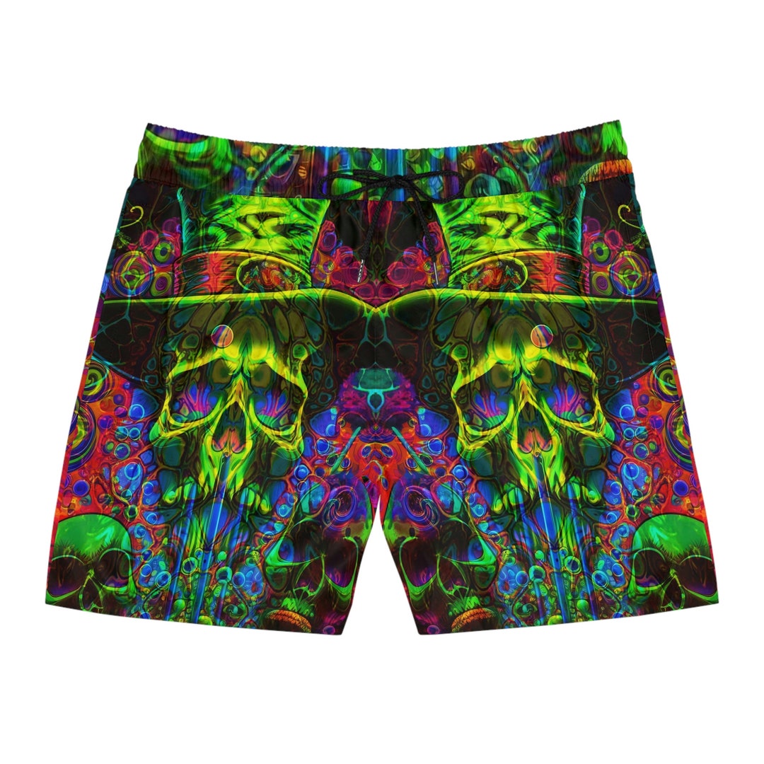 Trippy Skull Men's Mid-length Swim Shorts - Etsy