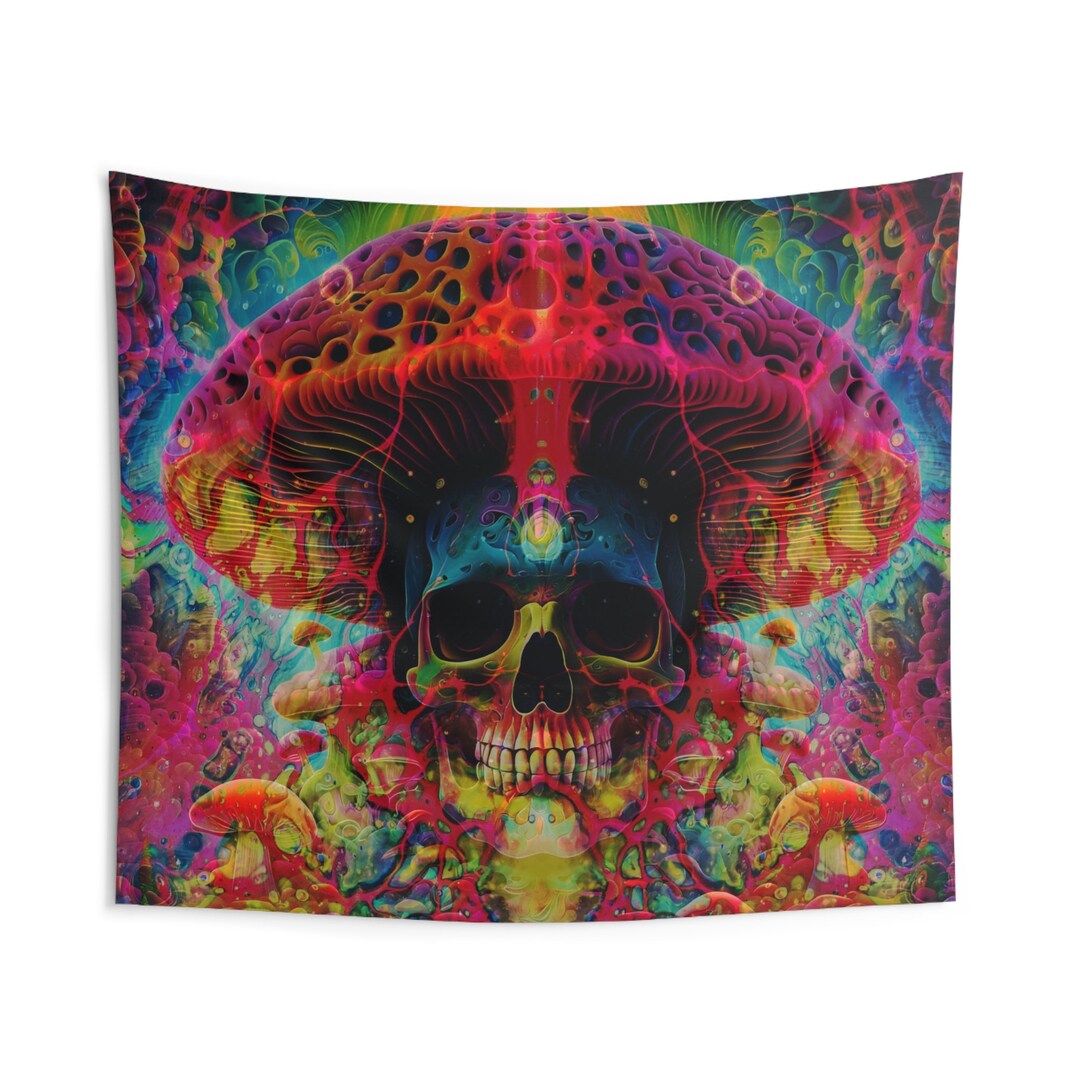 Mycelium Skull Connection Wall Tapestry - Etsy Canada