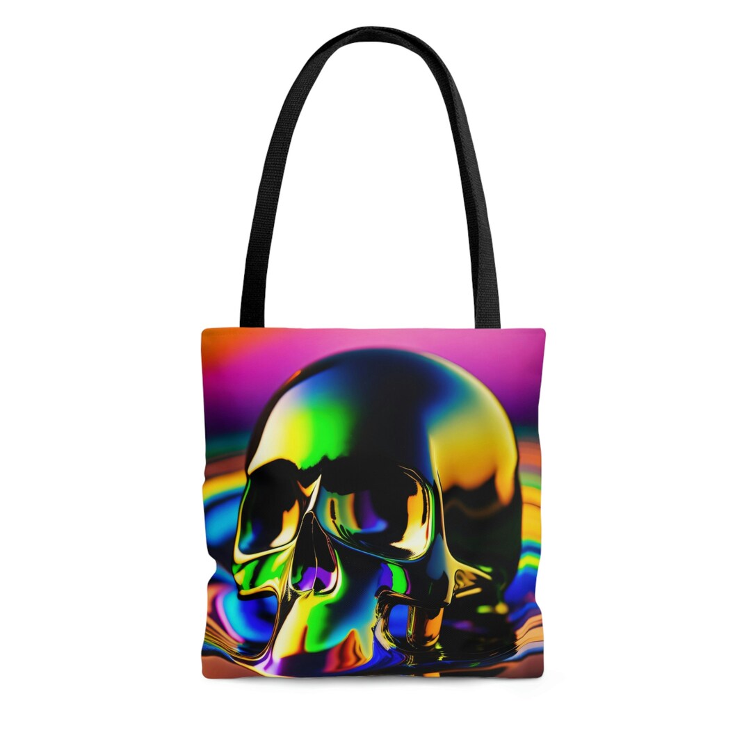 Oil Slick Skull Tote Bag - Etsy