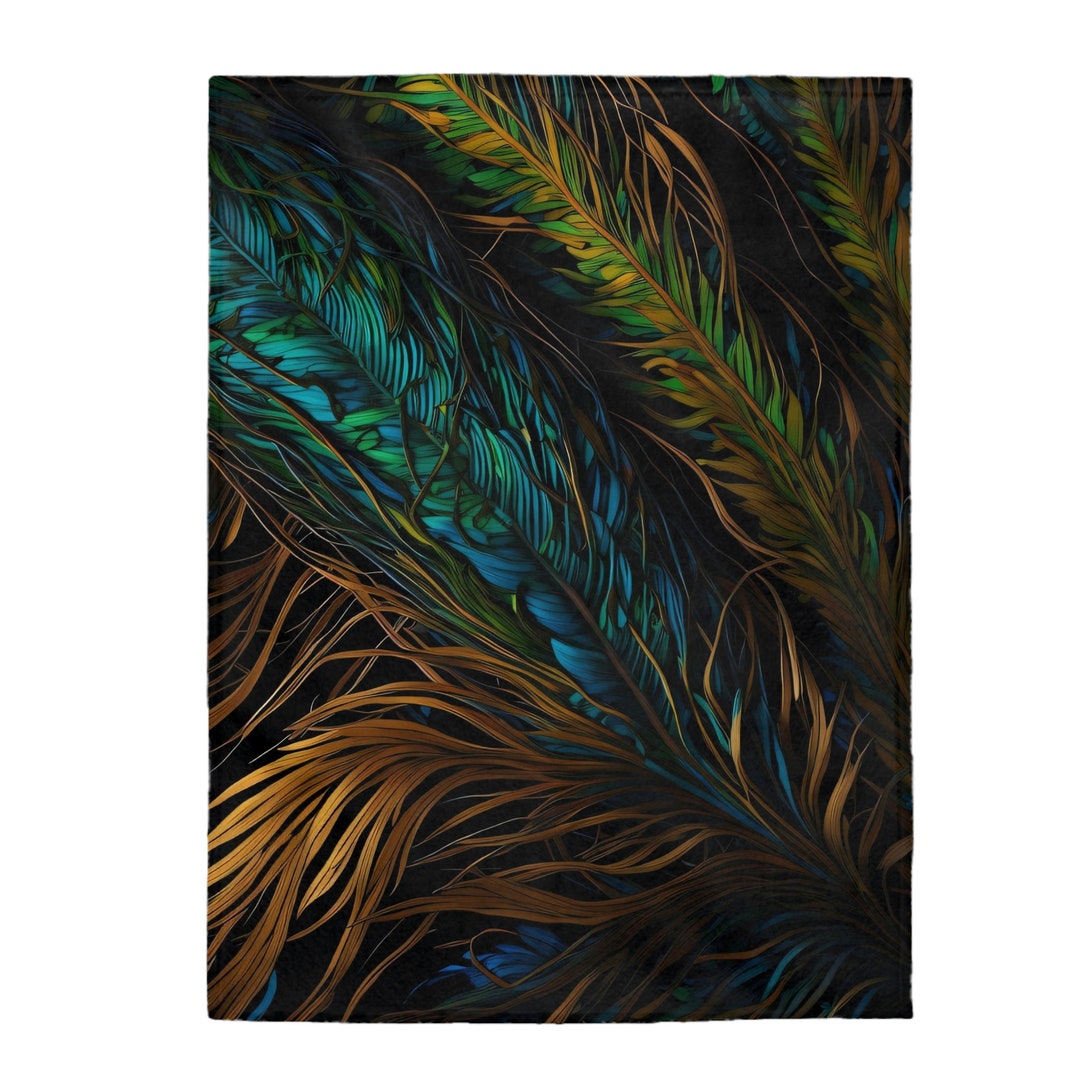Rick Peacock Feather Velveteen Plush Blanket - Etsy