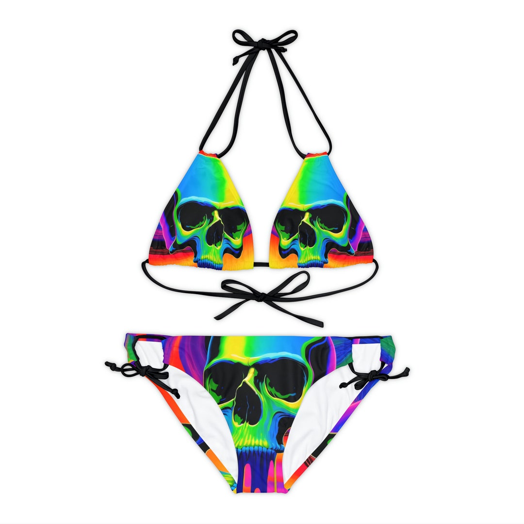 Oil Slick Skull Strappy Bikini Set - Etsy