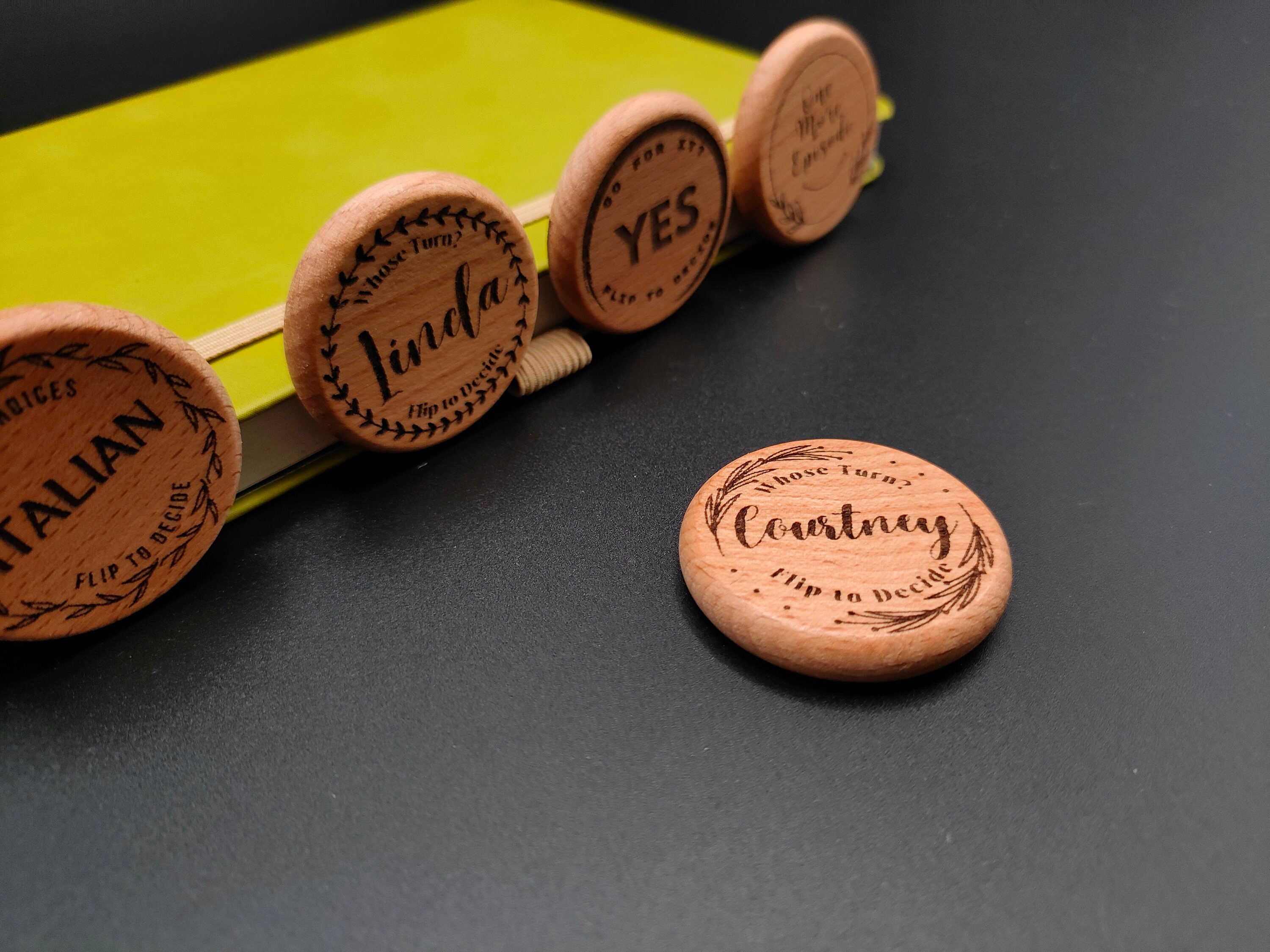 Decision Coin, Personalized Decision Maker Coin, Date Night Wood Coin ...