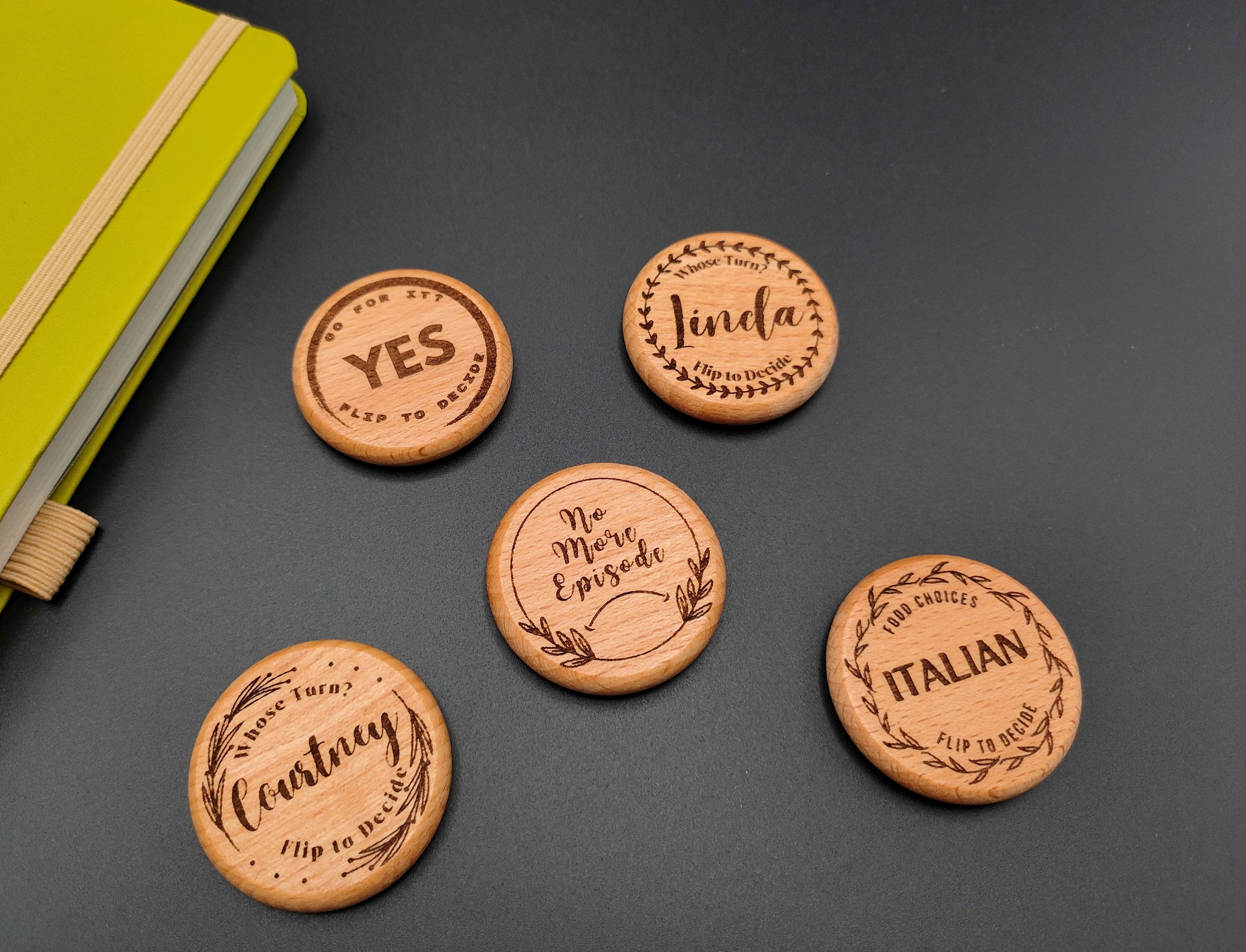 Decision Coin, Personalized Decision Maker Coin, Date Night Wood Coin ...