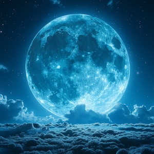 A Super Blue Moon in a Set of 4 Digital Downloads With Beautiful Colors ...