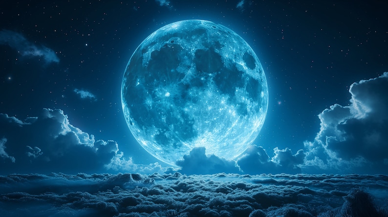A Super Blue Moon in a Set of 4 Digital Downloads With Beautiful Colors ...