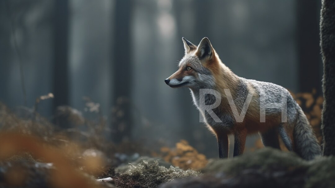 Gray Fox Forest Print: Rustic Wall Art (digital Download) - Etsy