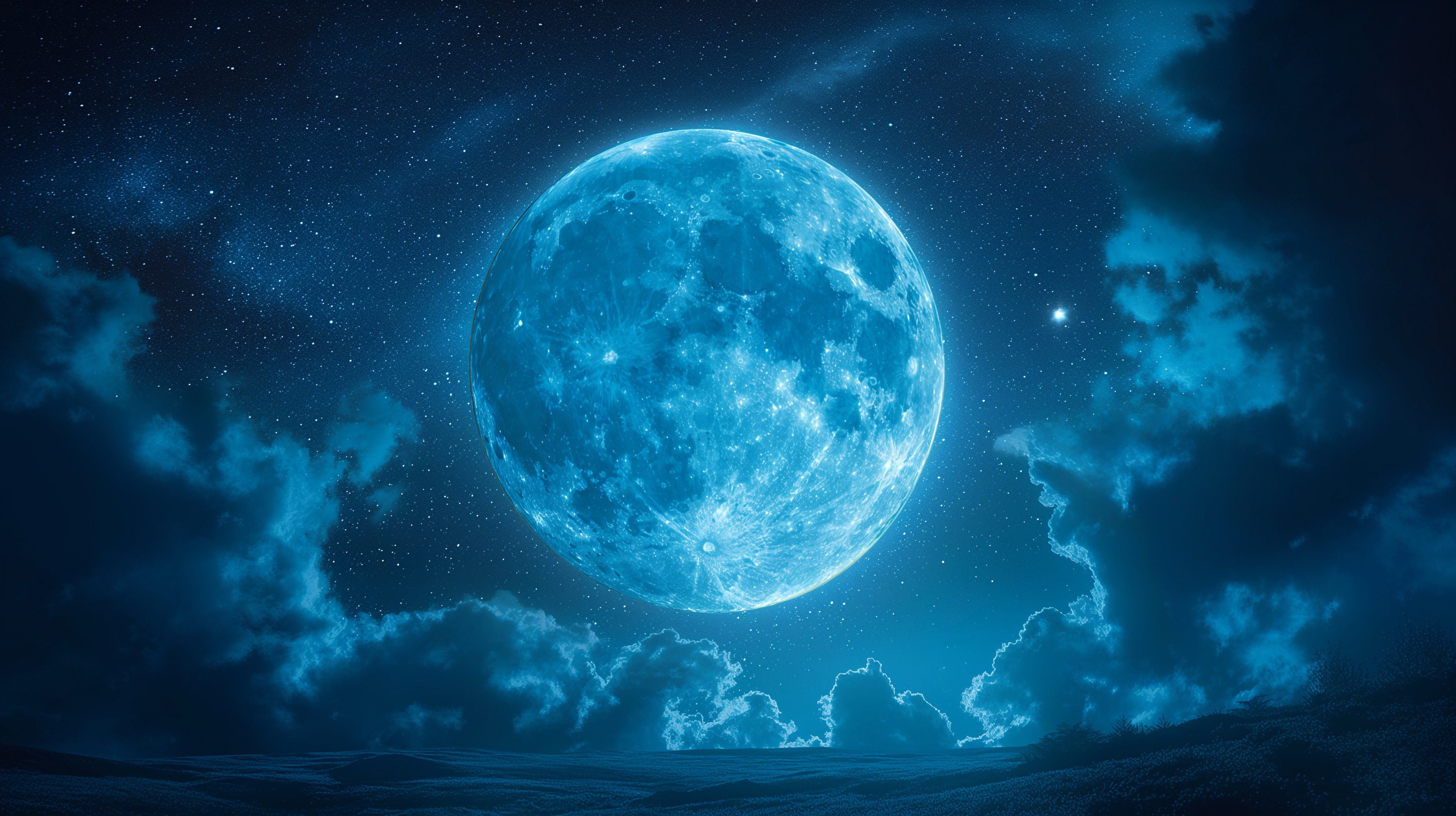 A Super Blue Moon in a Set of 4 Digital Downloads With Beautiful Colors ...