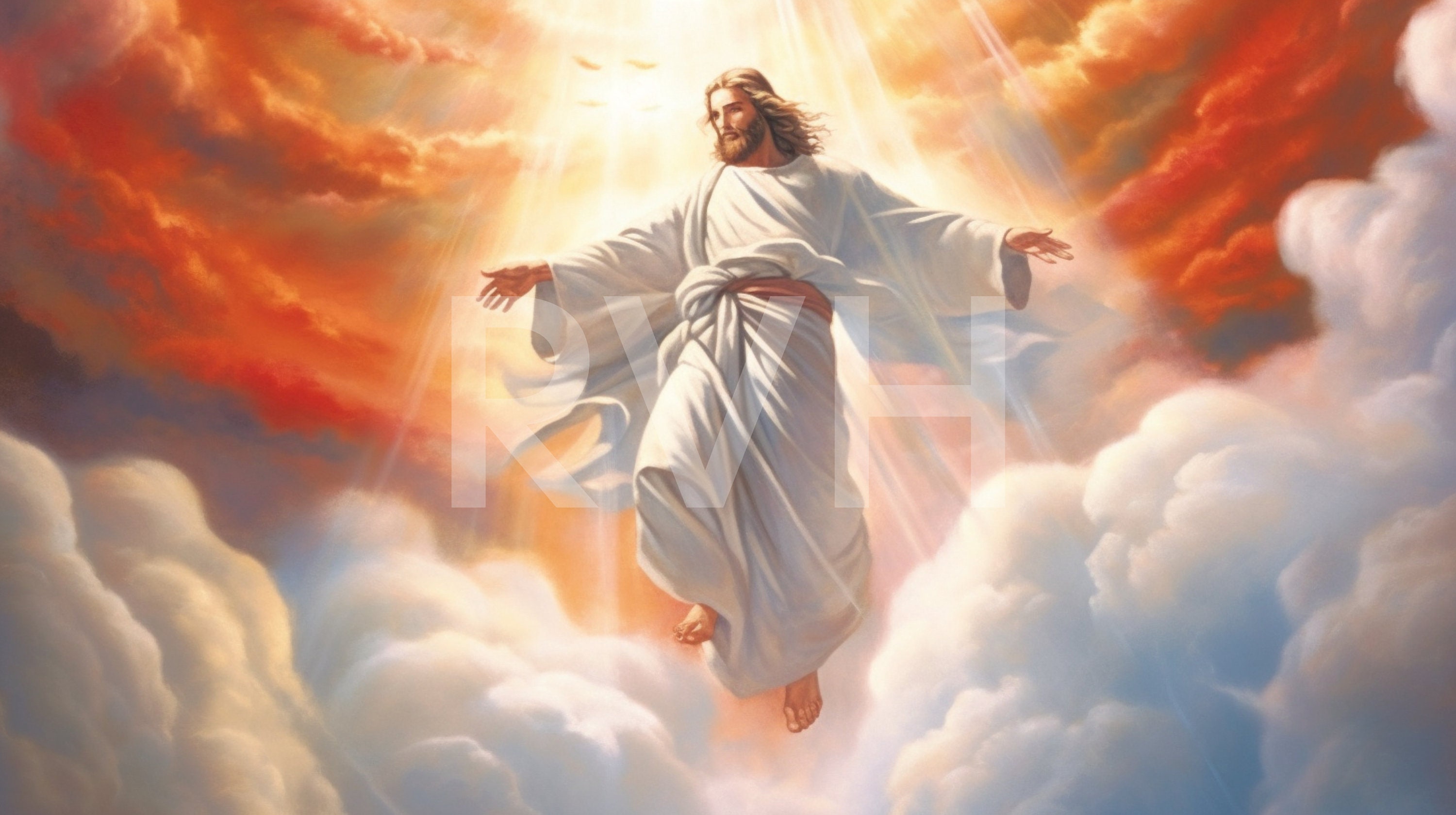 Jesus in Clouds Art Print Set: Religious Wall Art (digital Download) - Etsy