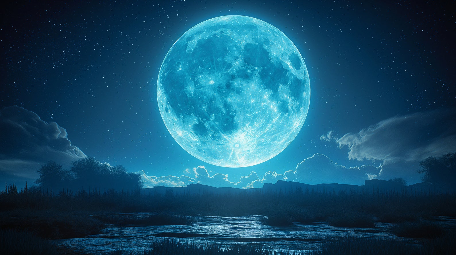 A Super Blue Moon in a Set of 4 Digital Downloads With Beautiful Colors ...