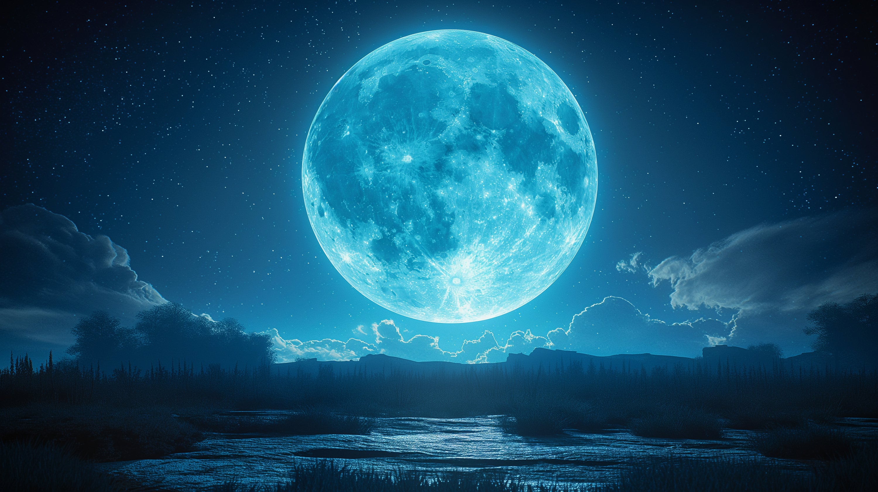 A Super Blue Moon in a Set of 4 Digital Downloads With Beautiful Colors ...