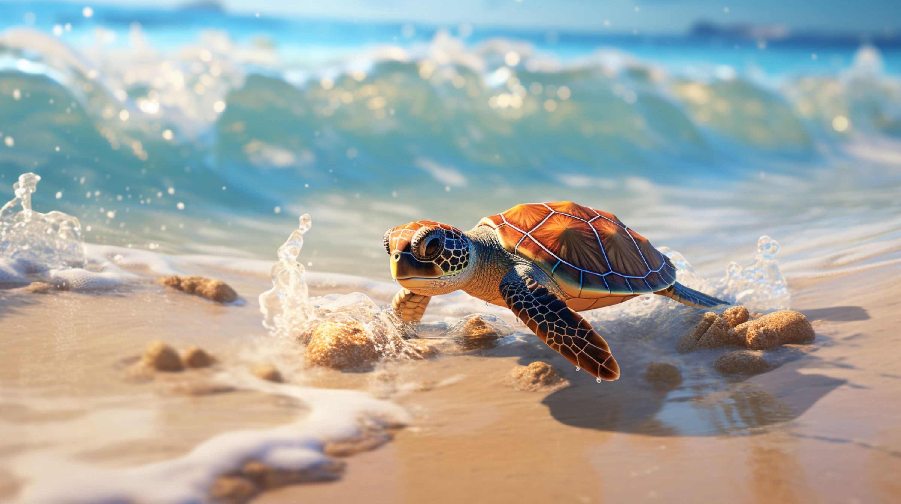 Baby Sea Turtles in a Set of 4 Digital Downloads With Beautiful Colors ...