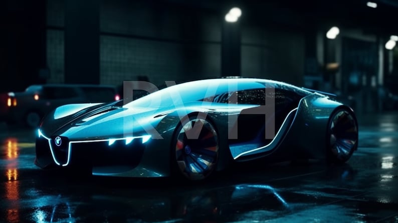 Futuristic Electric Car Art Prints: Exotic Sports Car Set (digital ...