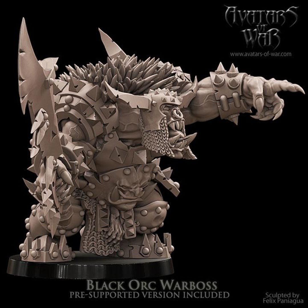 Black Orc Warboss - Avatars of War - Hand-painted Black Orc Commander ...