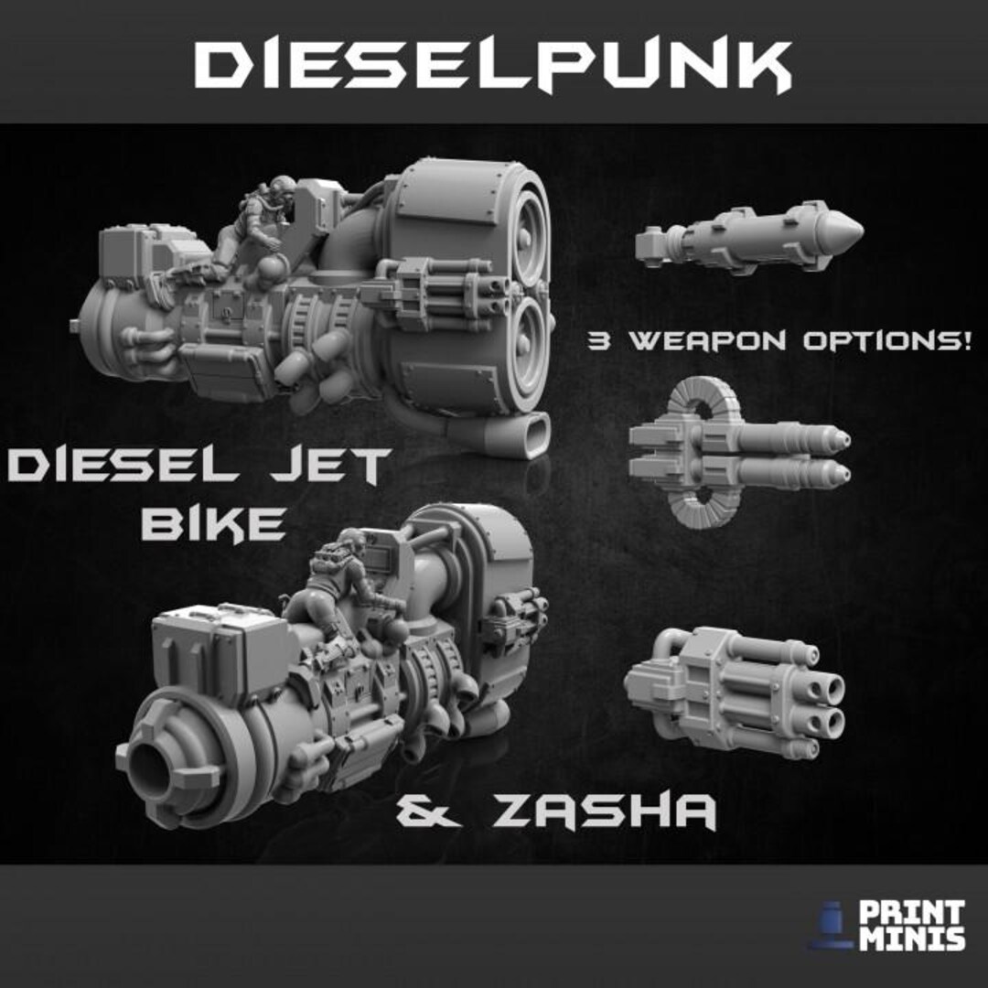 Diesel Bike & Rider - Dieselpunk Collection - Etsy