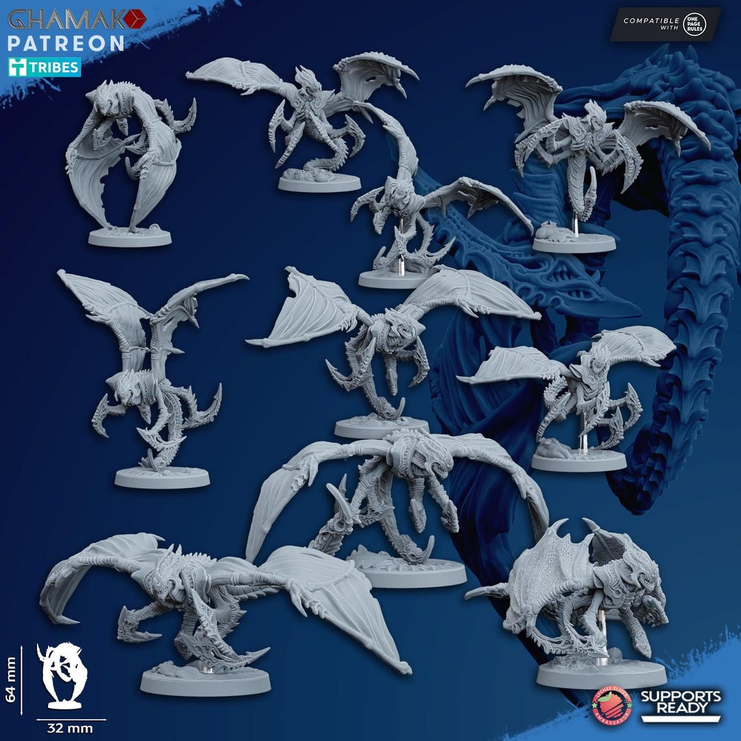 Pterofex - Ghamak 28mm Scale Miniature Set 10 Unassembled Resin Models ...