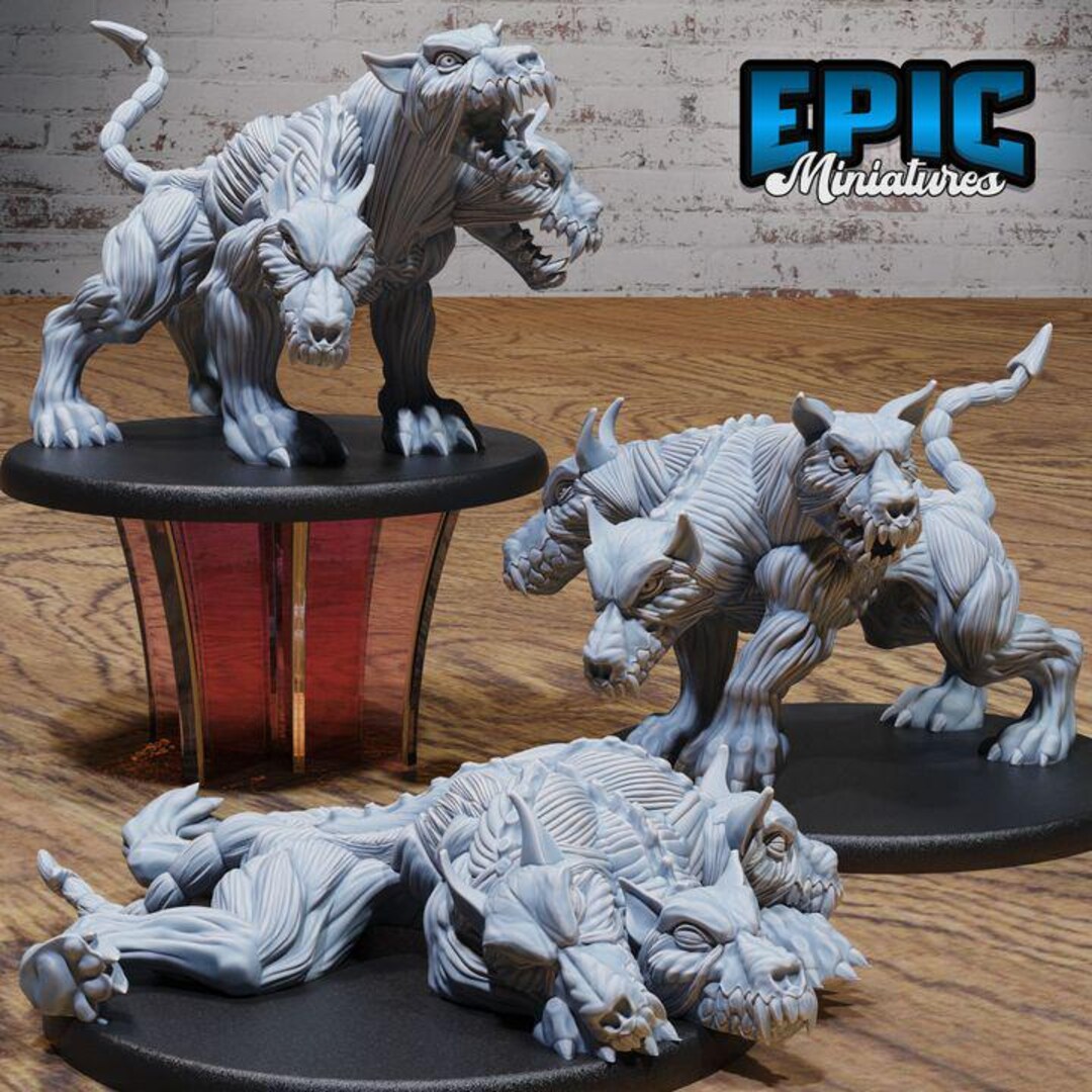 Skinned Cerberus Set / Undead Three Headed Hellhound / Hades Guard Dog ...