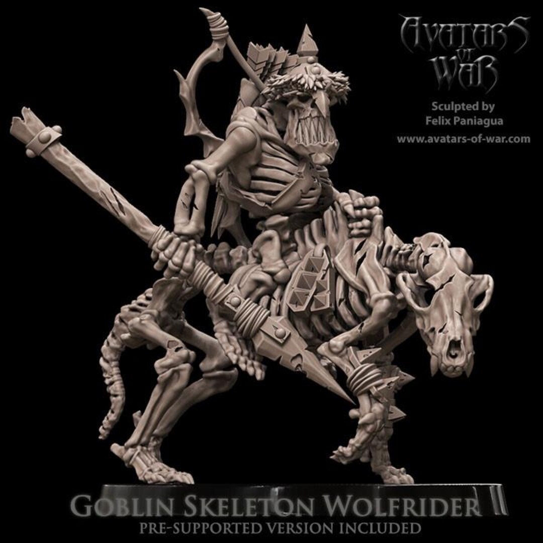 Goblin Skeleton Wolfrider - Avatars of War- 3dprint - Fantasy Goblin ...