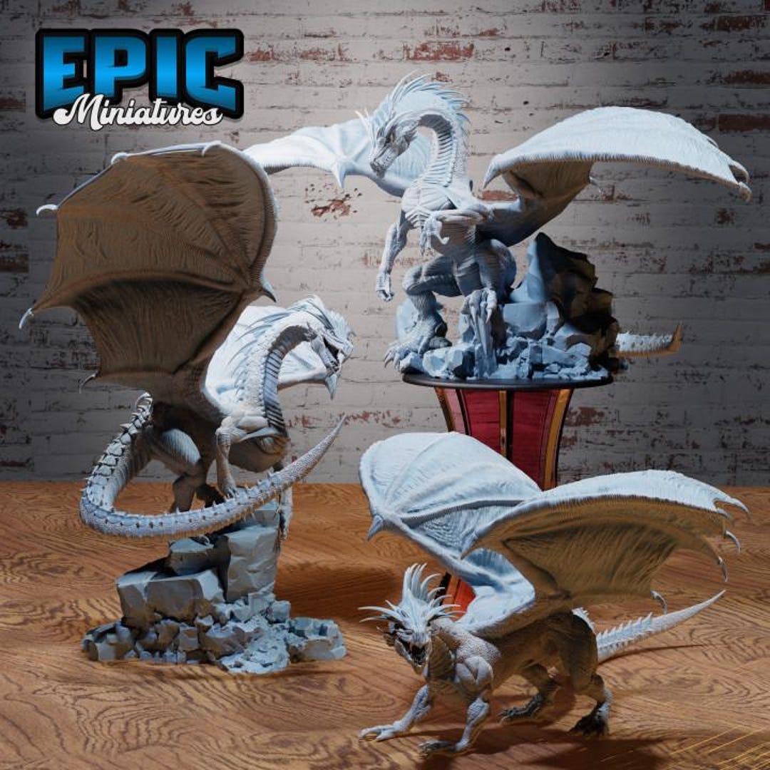 Glacier Dragon Set With Legendary Arctic Drake 28mm Magical Frozen ...
