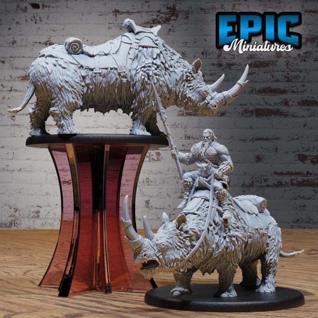 Woolly Rhino Mount Set Rhinocero & Barbarian Rider Arctic Beast Warrior ...