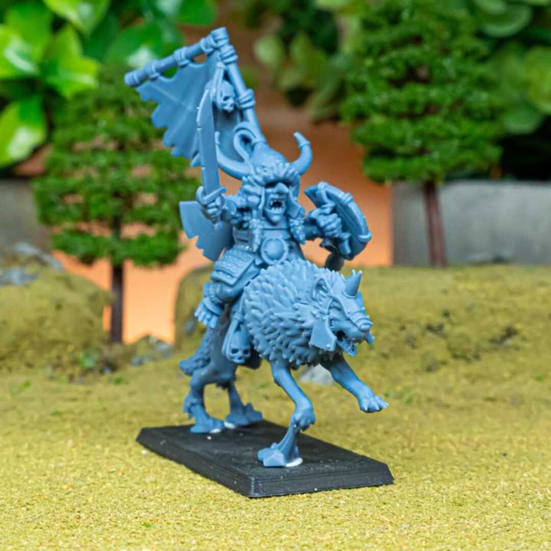 Mounted Steppe Goblin Khan on Wolf - Highlands Miniatures - Etsy