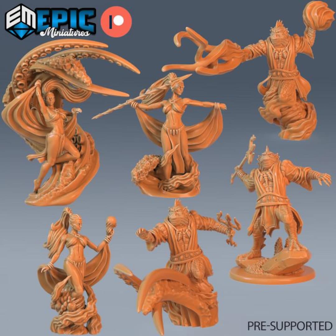 Marid Female Male Set / Water Elemental Genie / Djinn Lord / Evil Aqua ...