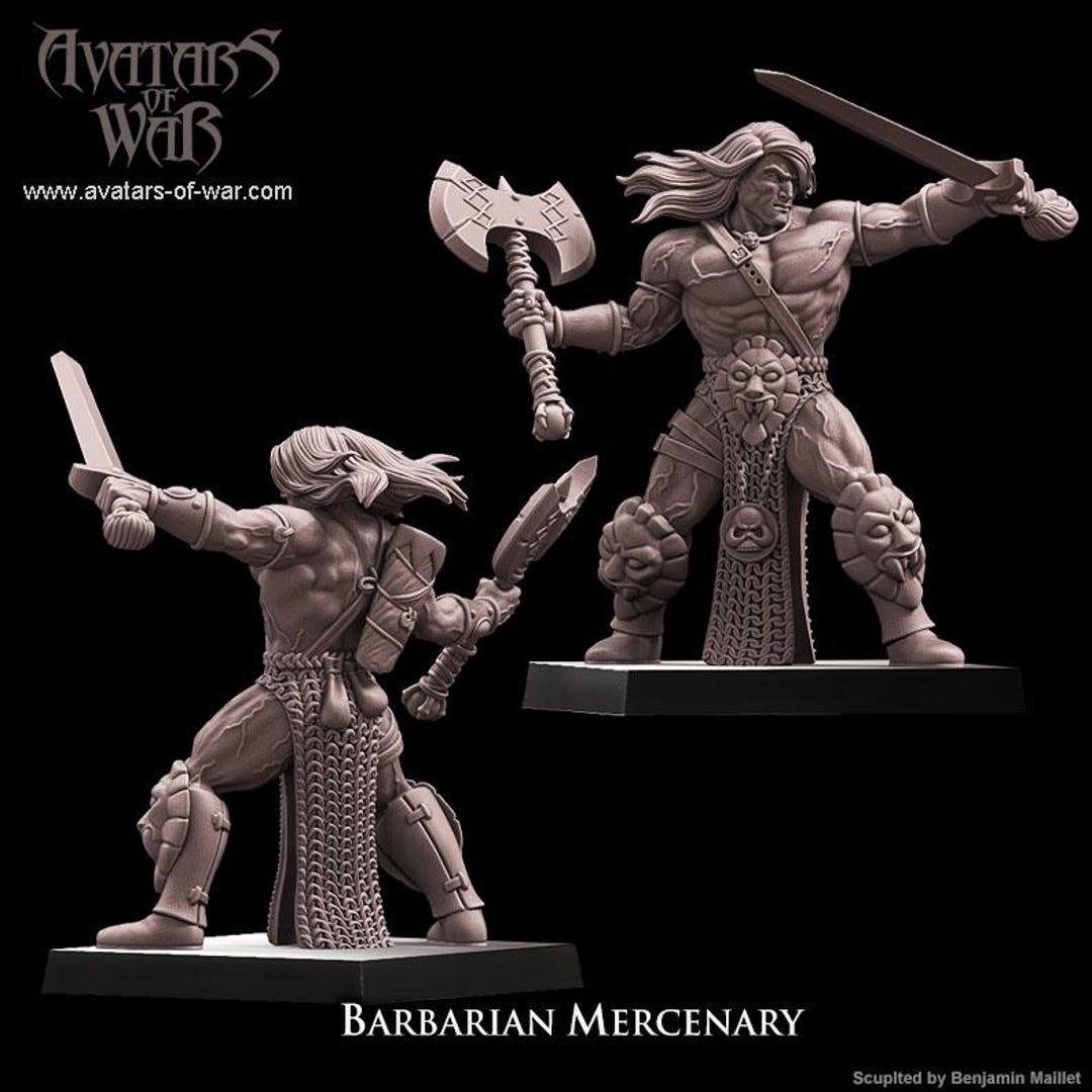 Barbarian Mercenary 3- Avatars of War- 3dprint -3D Printed Fantasy ...