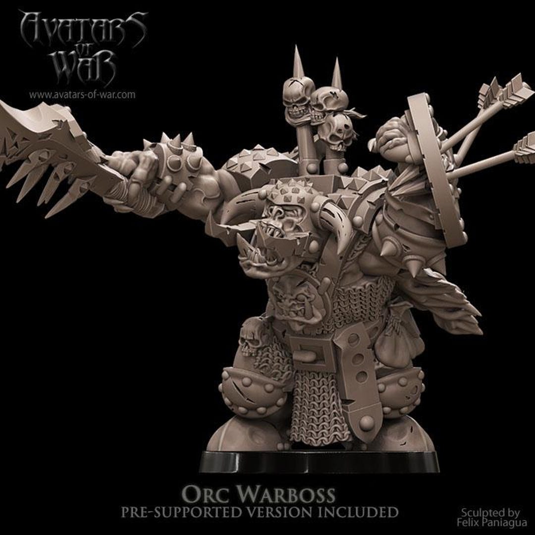 Orc Warboss - Avatars of War - Orc Leader Miniature for Fantasy ...