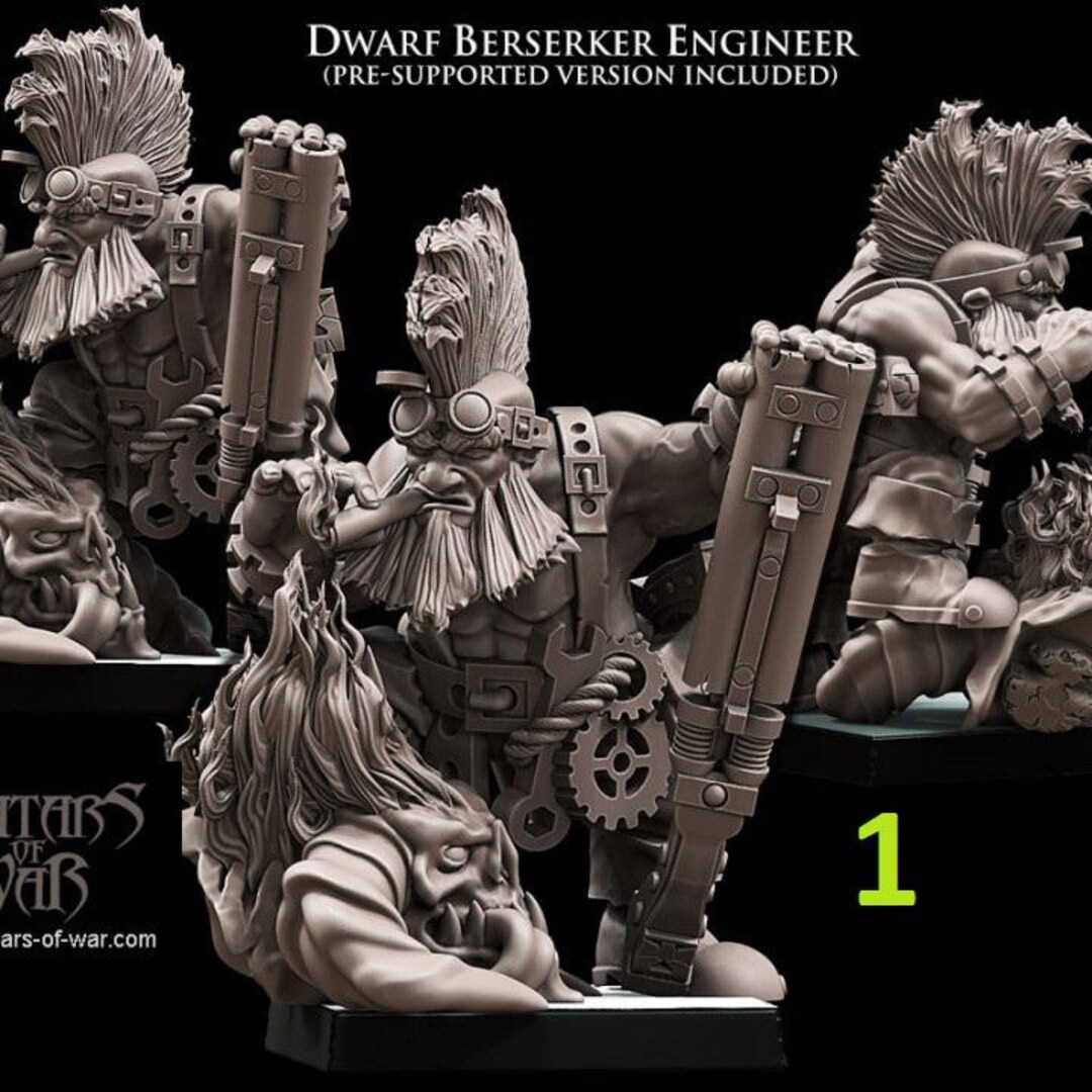 3D Print Dwarf Berserker Miniature for Tabletop Games - Avatars of War ...