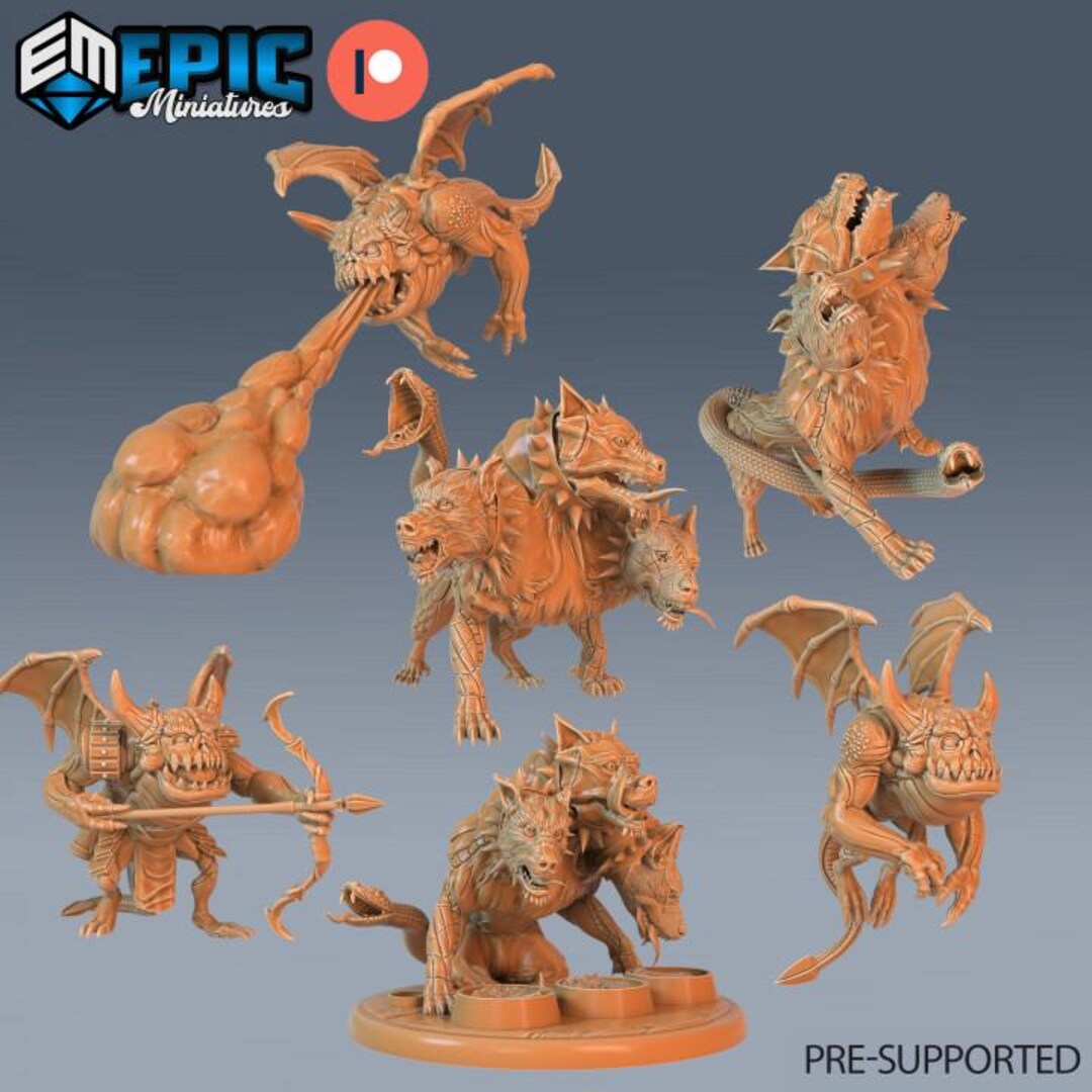 Cerberus Hell Spawn Set / Three Headed Hellhound & Demon Minion / Hades ...