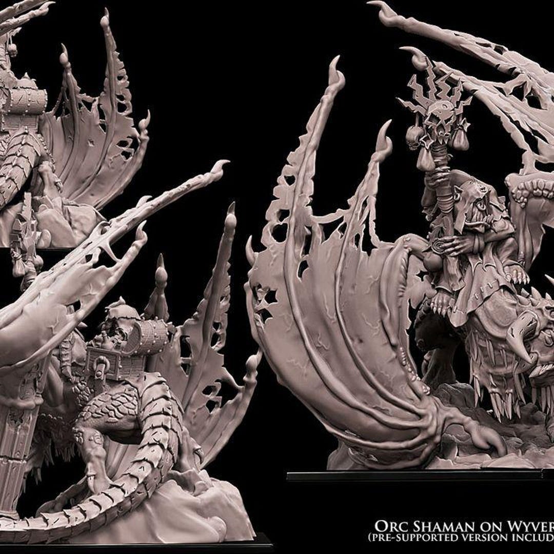 28mm Orc Shaman Riding Wyvern - High Quality 3D Printed Fantasy ...