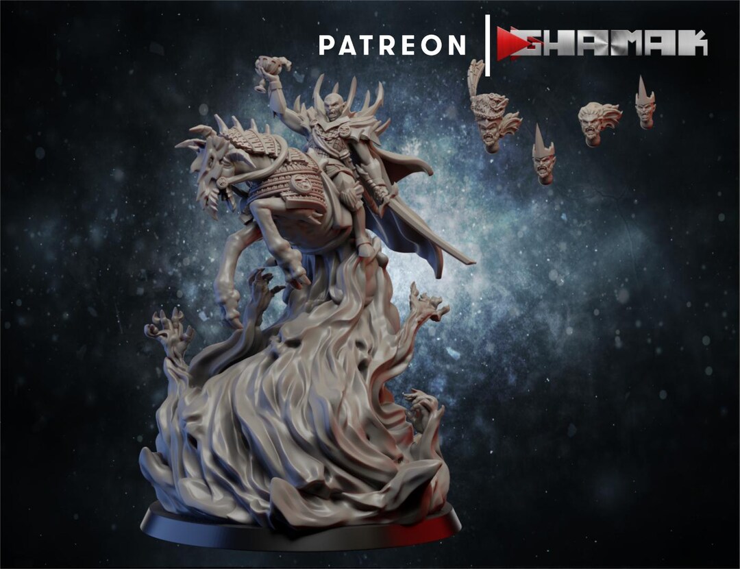 28mm Undead Mounted Vampire Lord Miniature by Ghamak - Unassembled ...