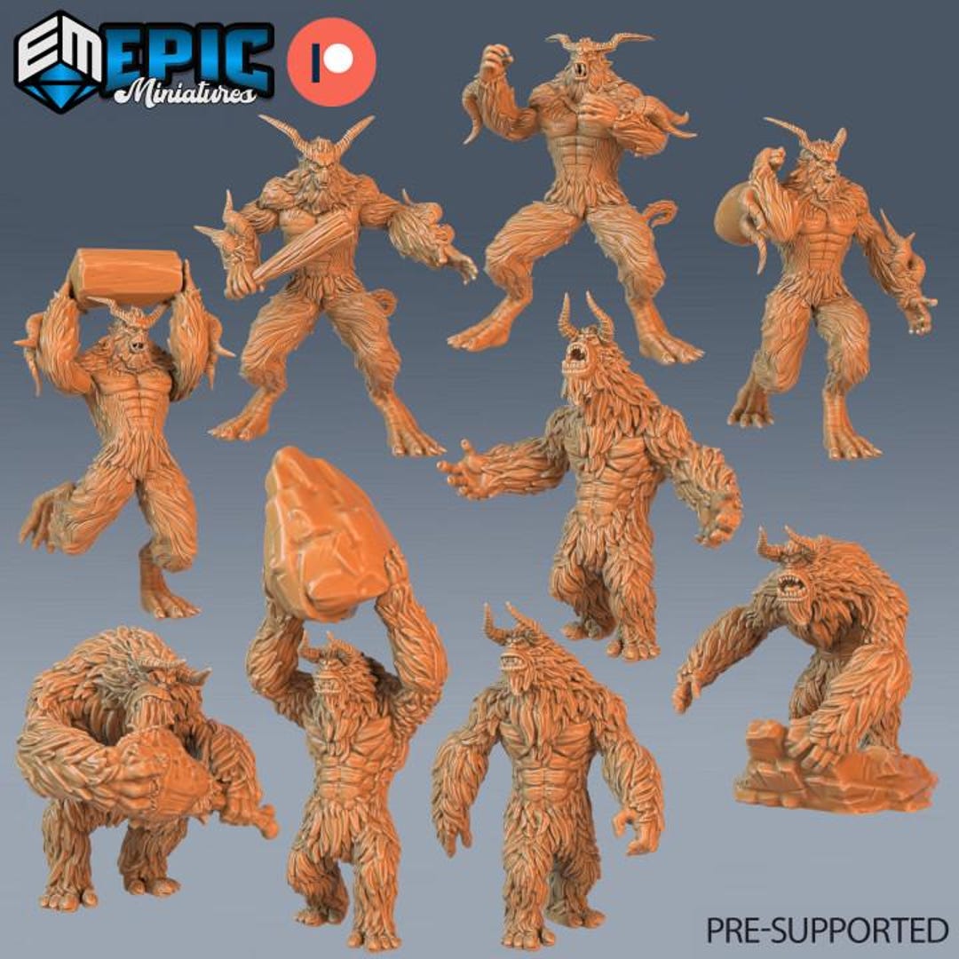 Yeti Team Set / Bigfoot / Frost Giant / Sasquatch / Snowy Giant Beast ...