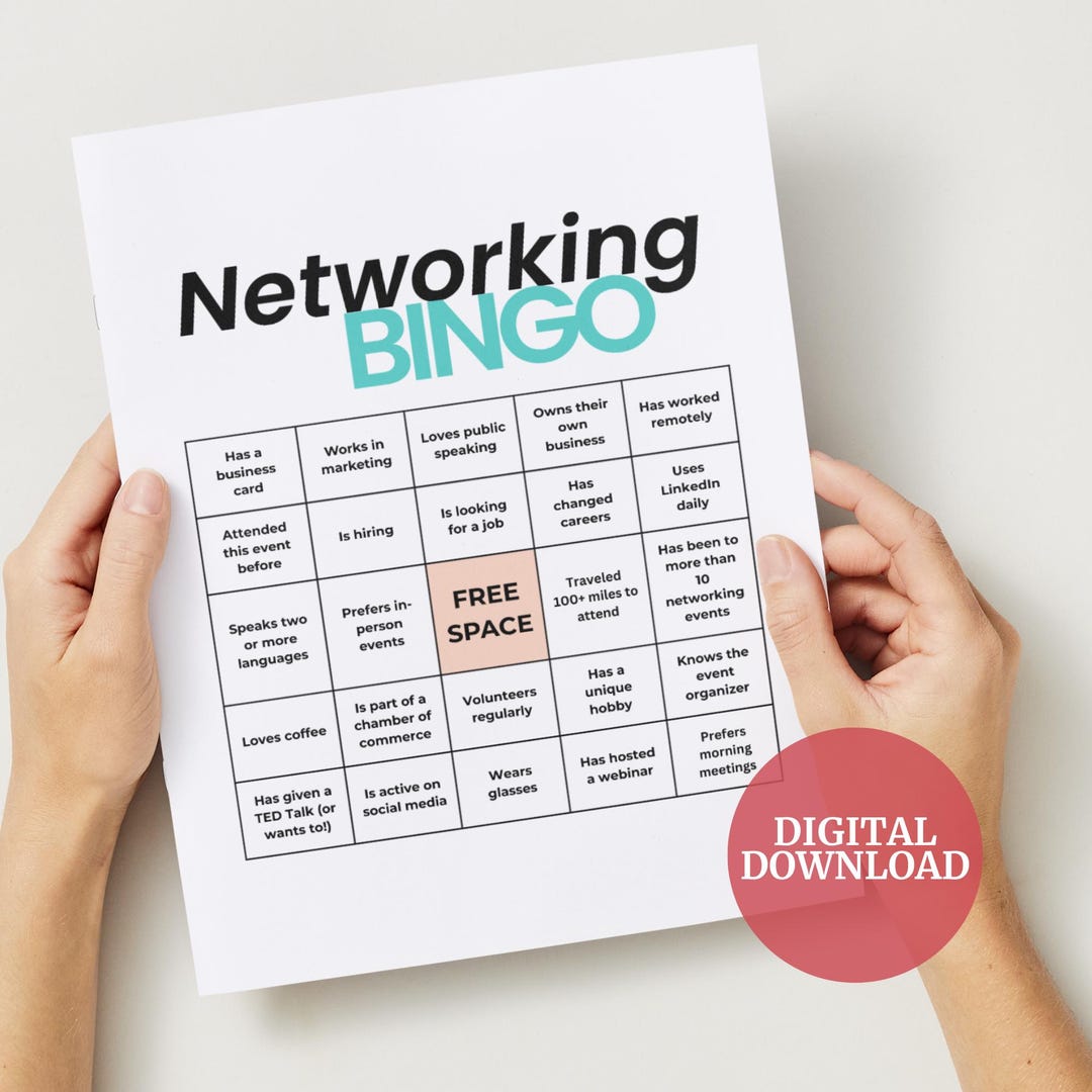 Networking Bingo Printable Game for Work, Office Icebreaker Team ...