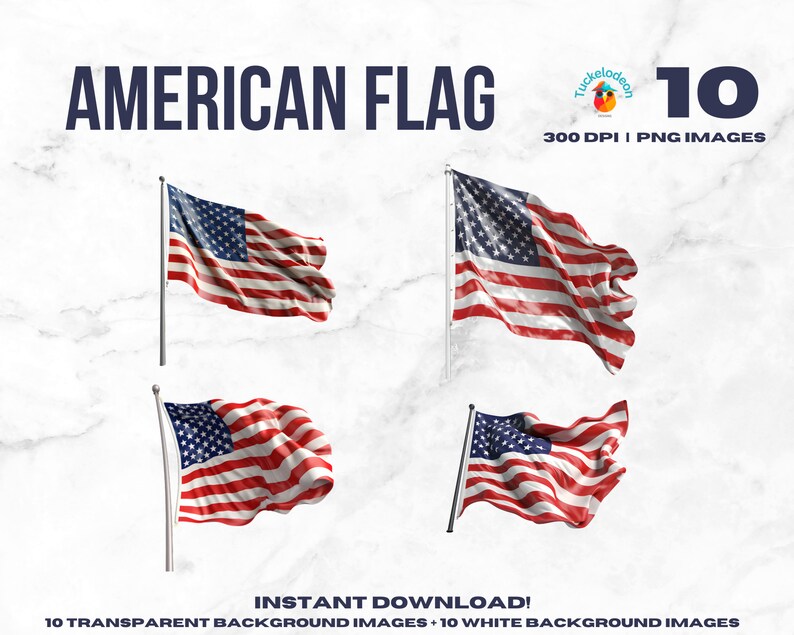 American Flag Clipart PNG Clip Art Bundle Patriotic 4th of July ...