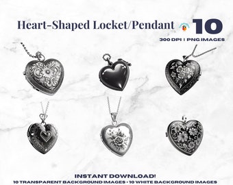 Heart Locket Clipart - Colorful - PNG Clip Art Bundle - Realistic ...