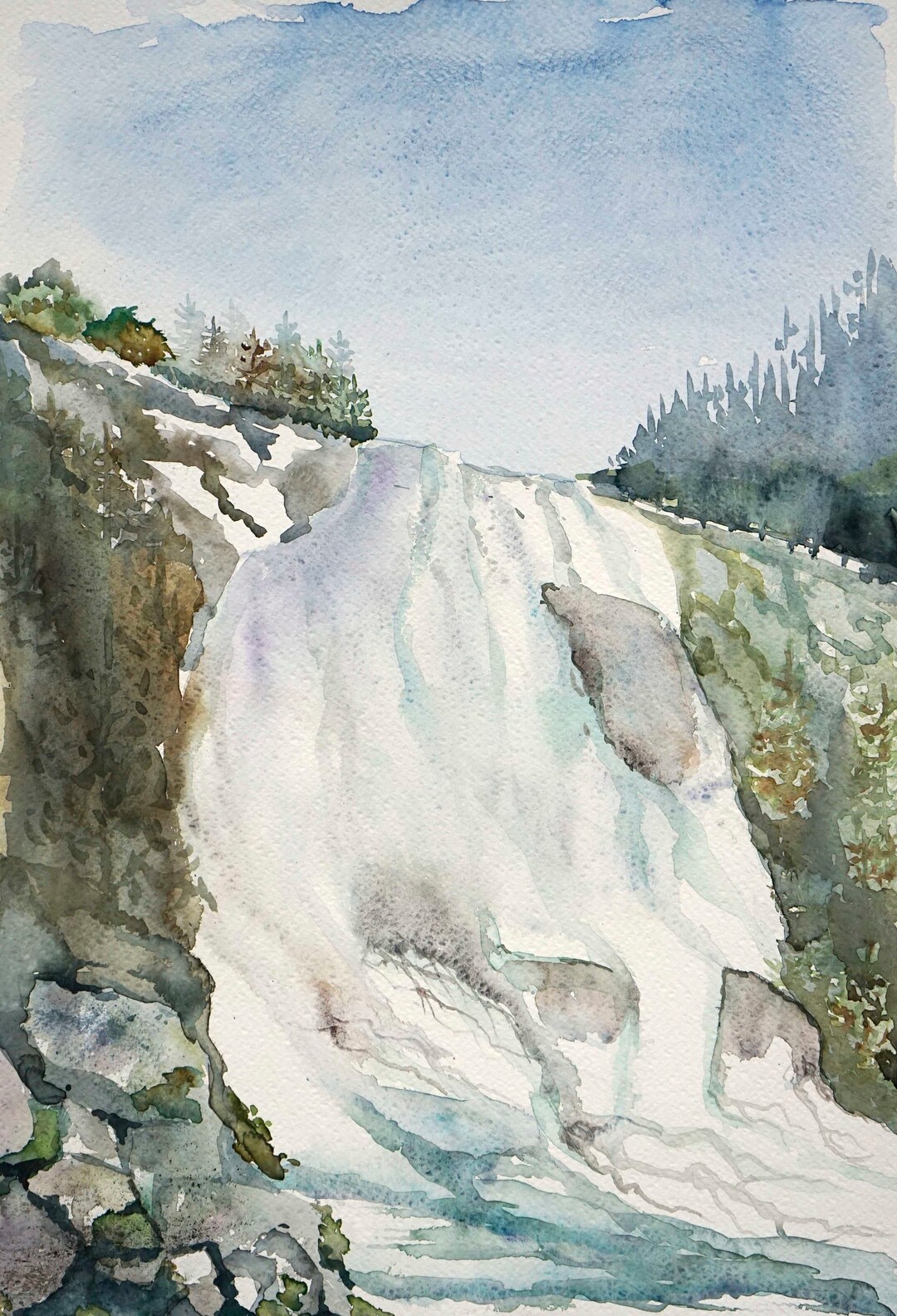 MAJESTY Toce Waterfall: Original Watercolor Painting Original ...