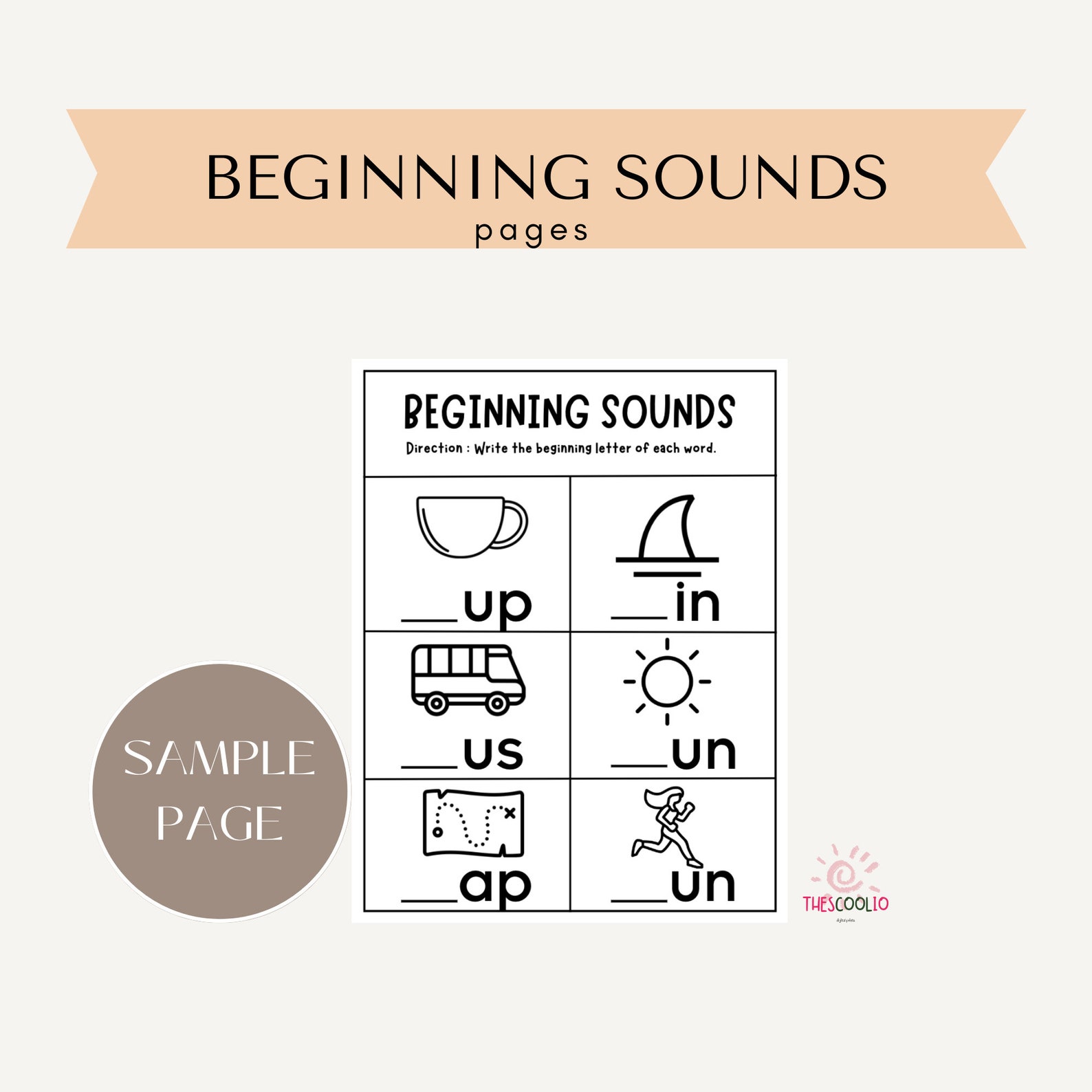 Printable Beginning Sounds Worksheet | Kindergarten Beginning Sounds ...