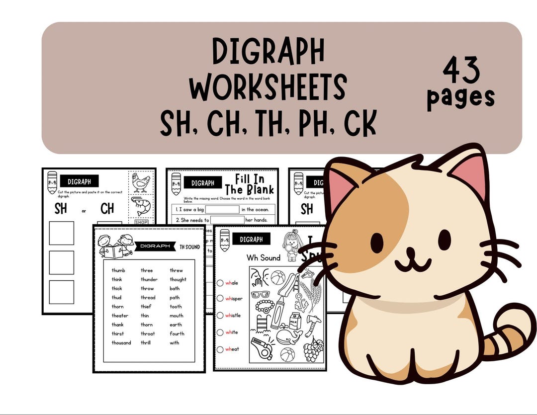 Digraph Worksheets Digraph Sound for Grade 1-4 Kindergarten Digraph ...
