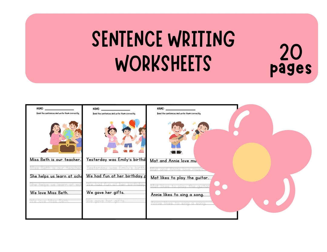 Sentence Writing Practice Sentence Tracing Worksheets Sentence ...